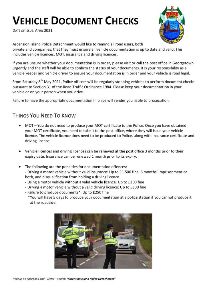 Vehicle Document Checks – Ascension Island Government